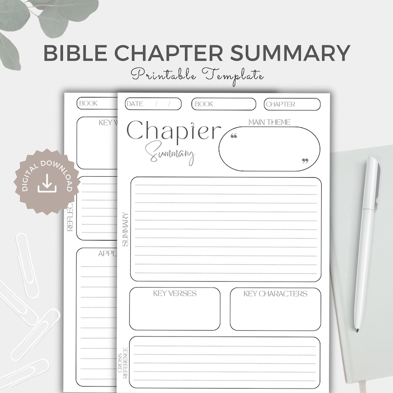 Bible Study Printable Bible Chapter Summary Bible Study - Etsy