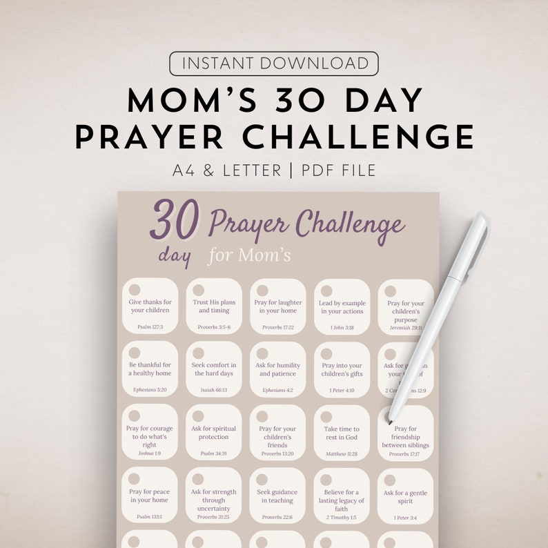 30 Day Prayer Challenge For Mom Daily Prayer Printable Christian Mama