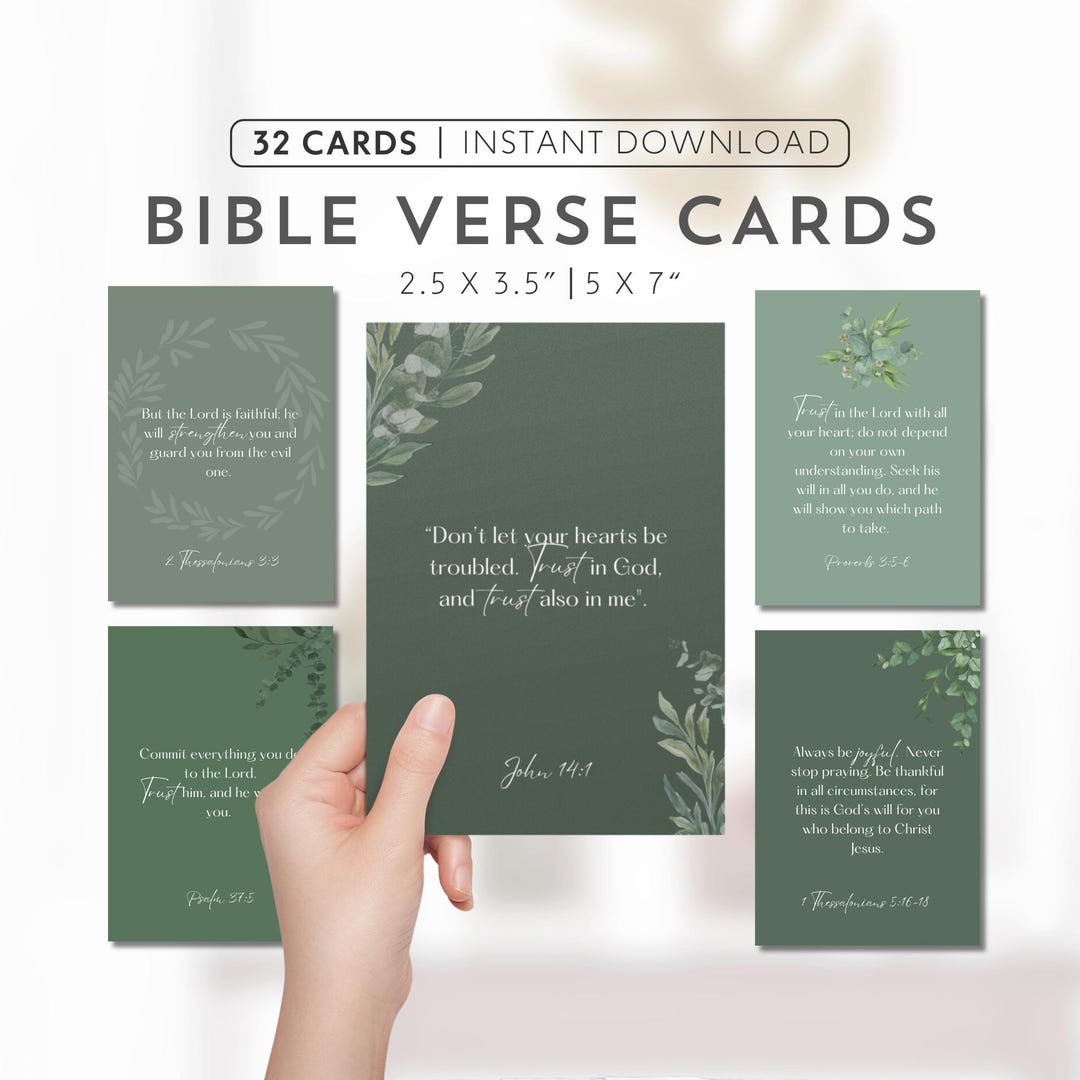 Printable Bible Verse Cards Scripture Memory Card Set Verses on Anxiety ...