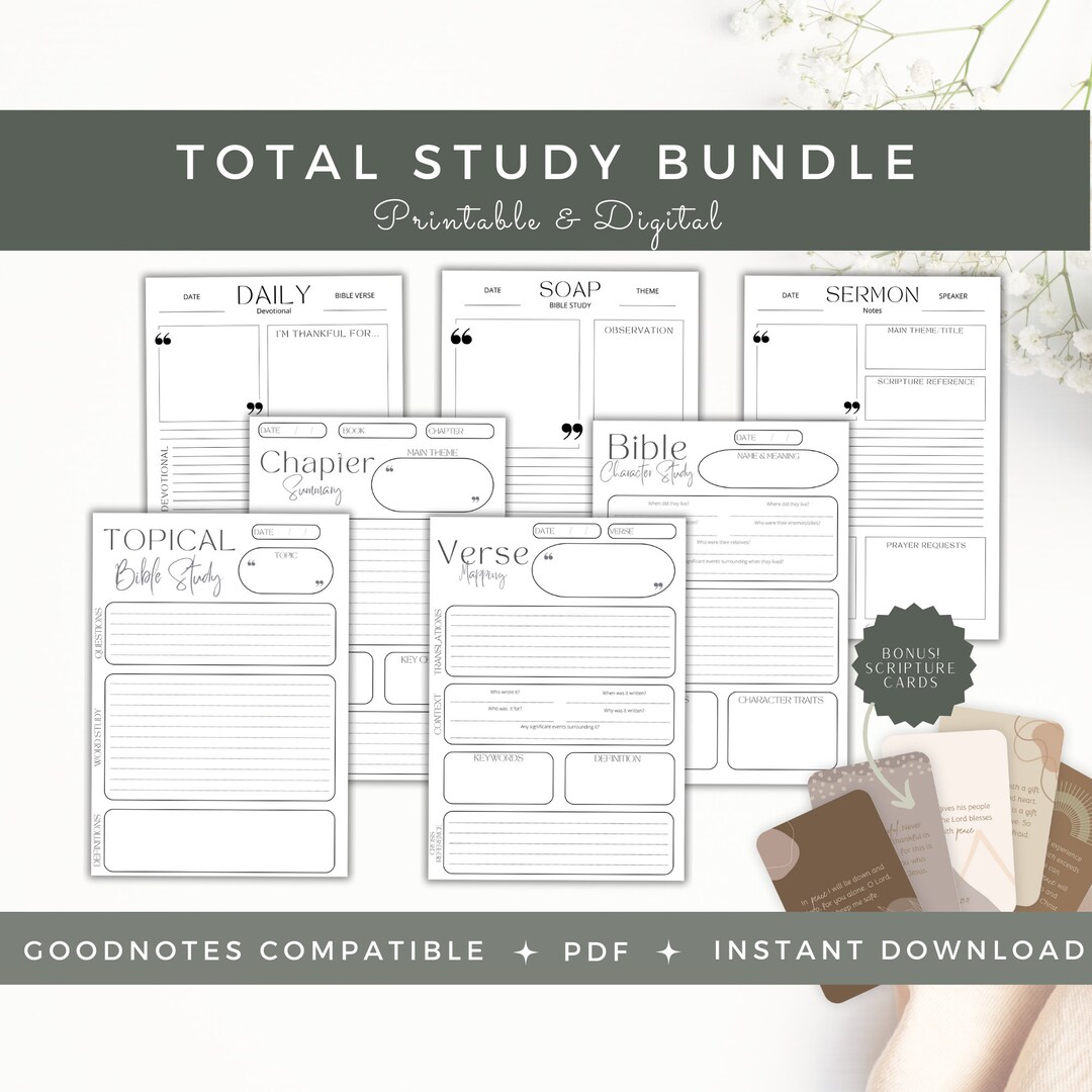 Bible Study Bundle Digital Bible Study Guide Printable Bible Notes ...