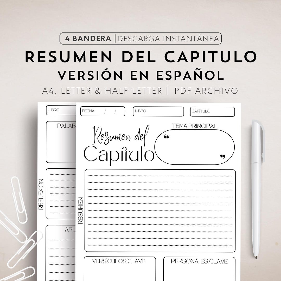 Spanish Chapter Summary Printable Resumen Del Capitulo Chapter Notes ...