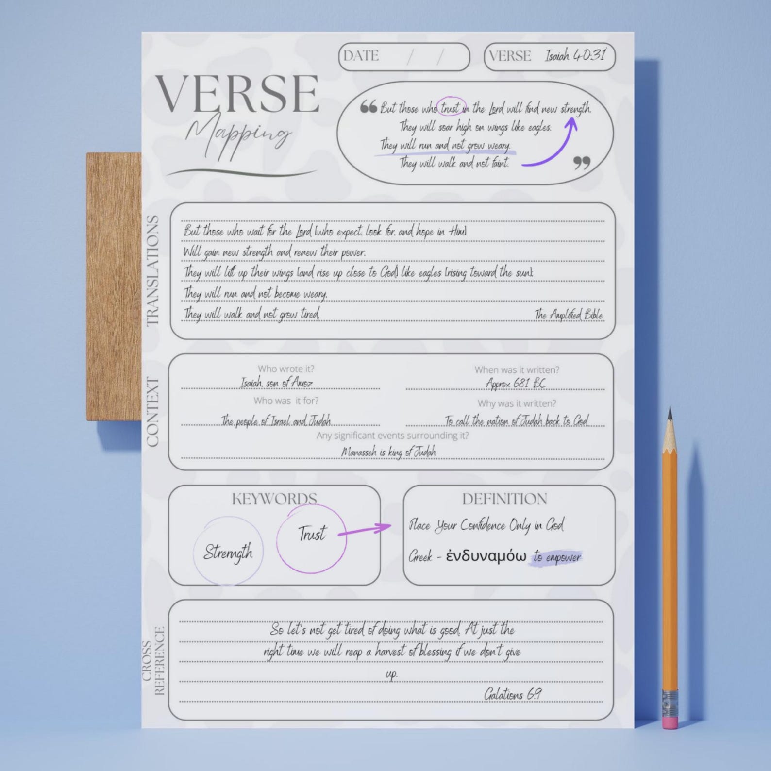 Verse Mapping Template for Bible Study Printable Scripture Study ...
