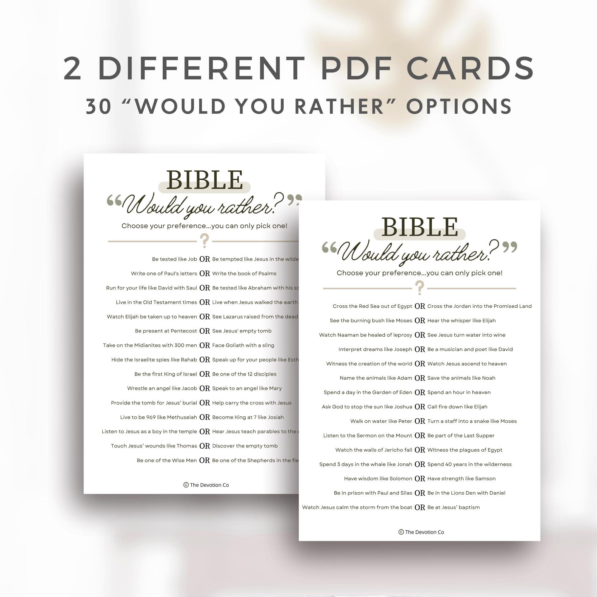 Bible Would You Rather Game: Christian Icebreaker (digital Download) - Etsy