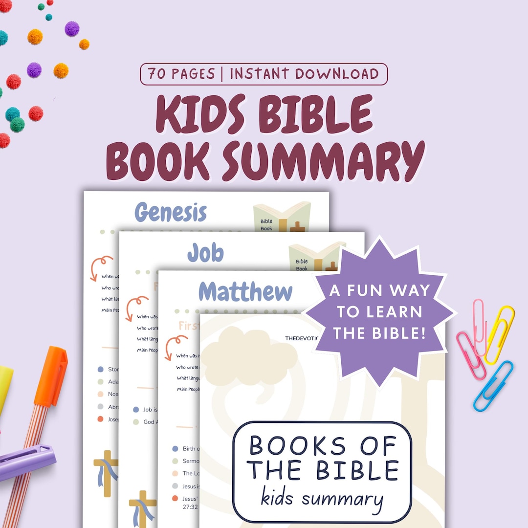 Kids Bible Study Printable, Bible Study Guide for Children, Reading ...