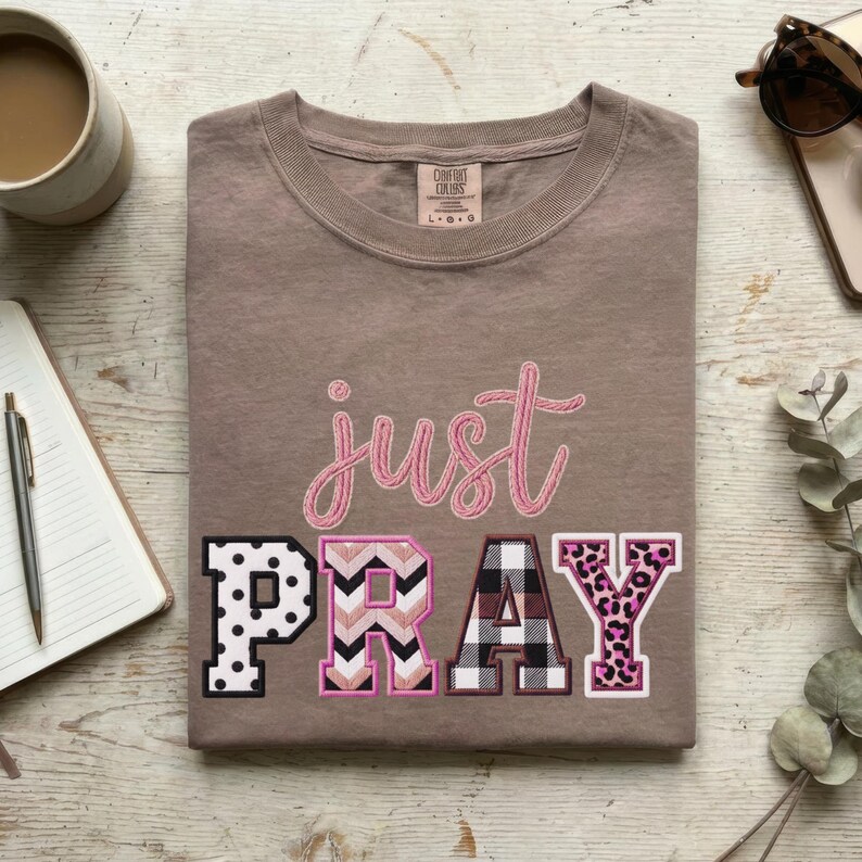 Just Pray Faux Yarn Crochet Png, Leopard Christian Knitted Shirt Png ...
