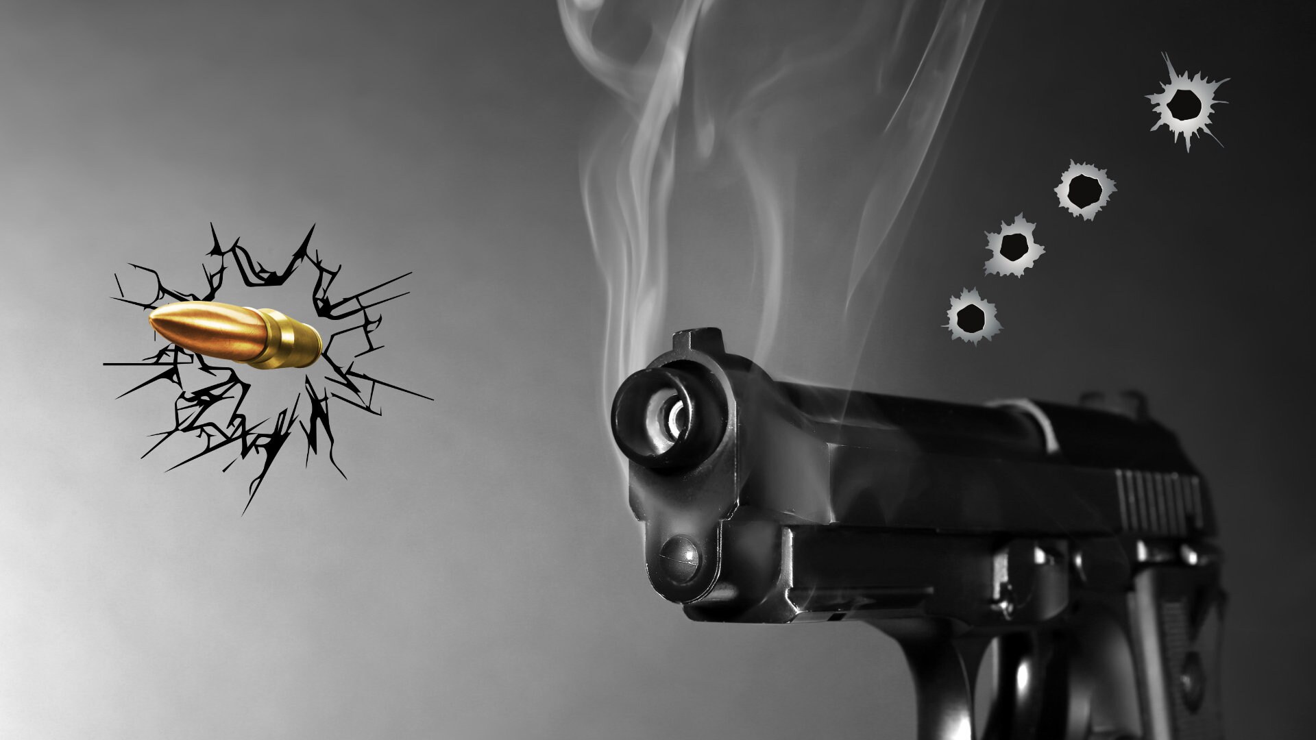 Desktop Screensaver of Gun Shooting a Bullet Through the Computer ...