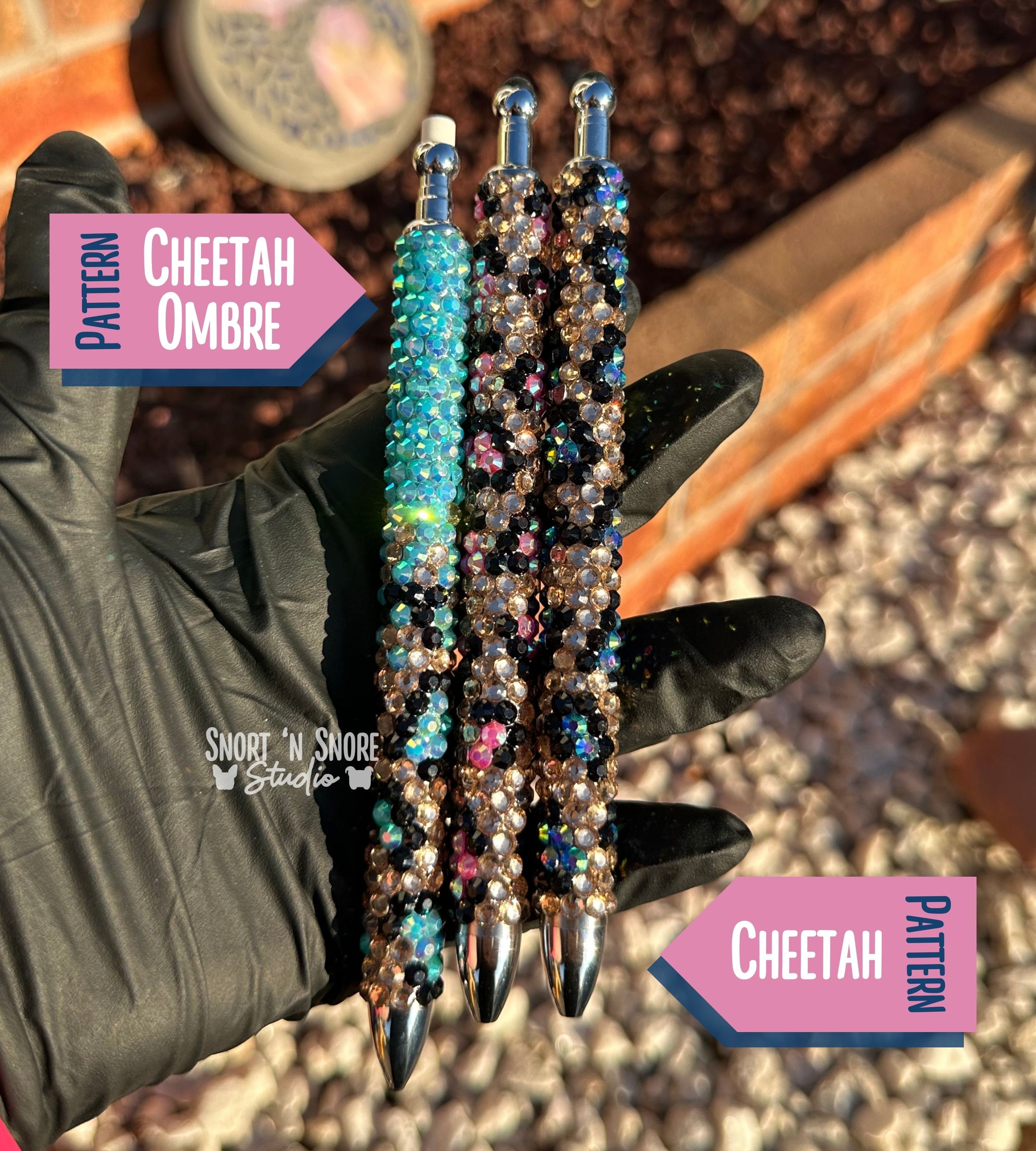 Glam Cheetah Pen or Pencil | Rhinestone Bling Unique Pattern - Etsy