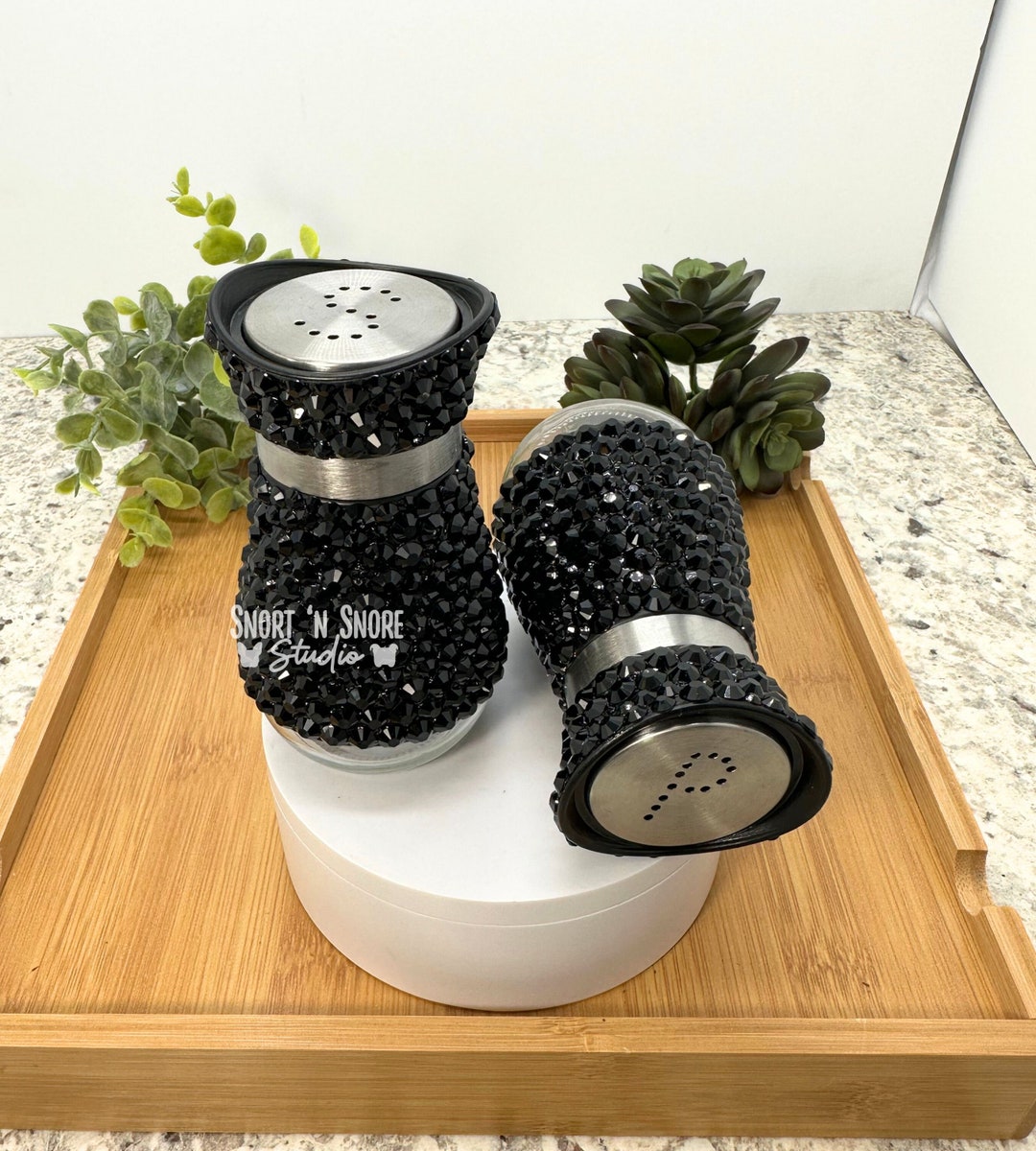 Salt & Pepper Bling Shaker Set Black | Table Setting Glitz | Unique ...