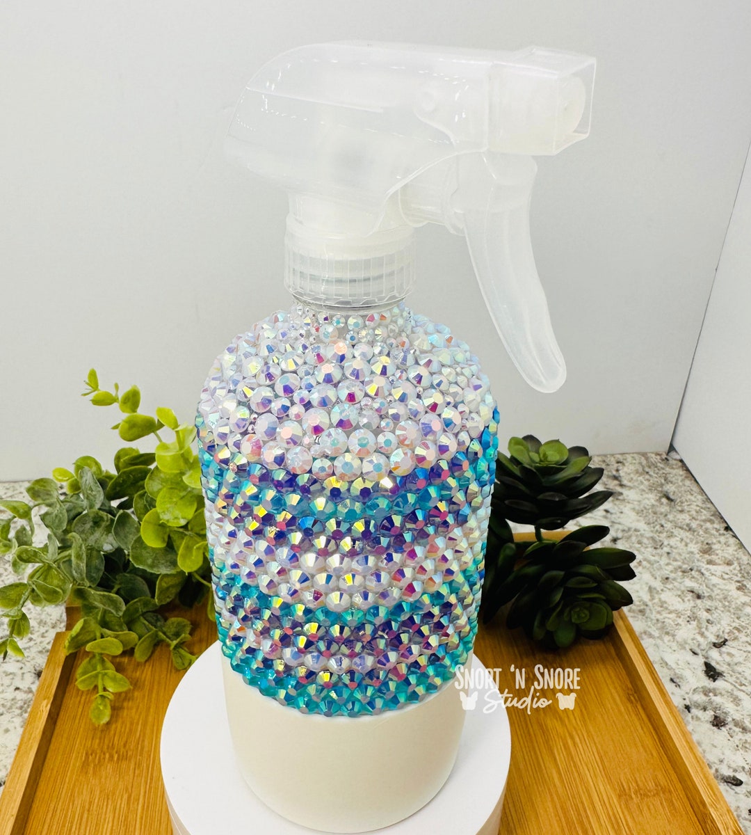 17oz Bedazzle Glass Stripe Spray Bottle | Bling Rhinestone Refillable ...