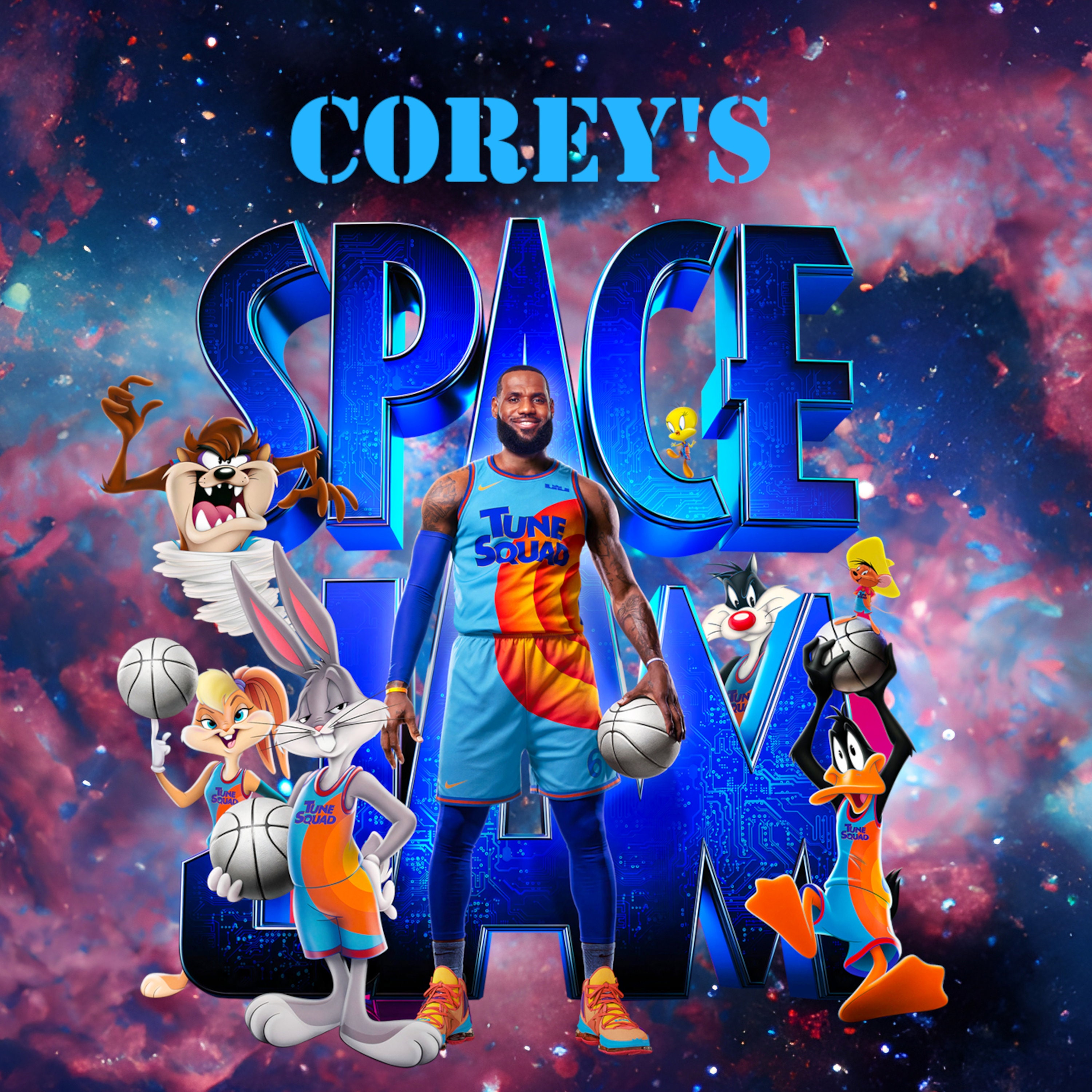 Space Jam Banner, Space Jam Birthday Backdrop, Birthday Banner ...