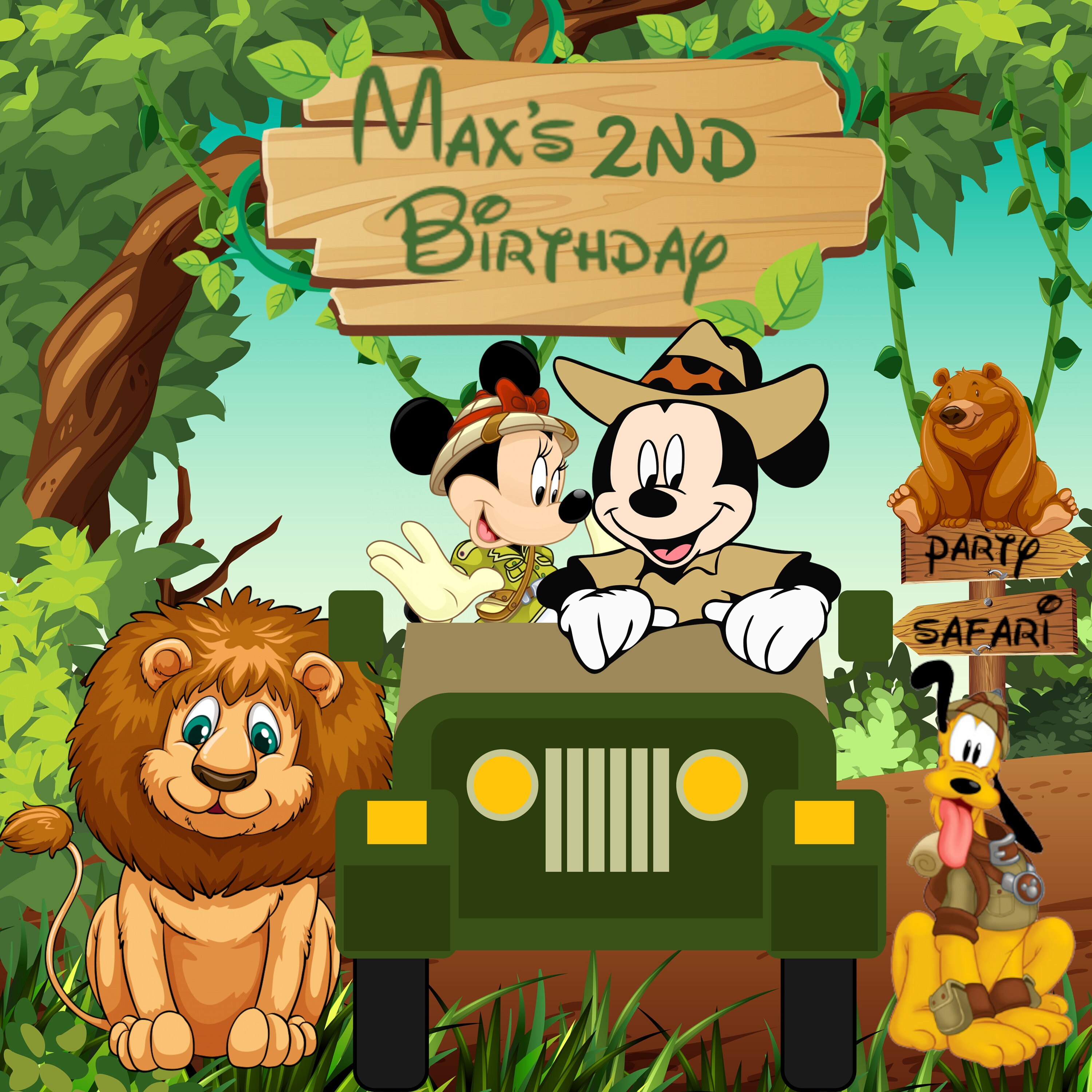 Mickey Mouse Safari Backdrop, Safari Banner , Mickey Birthday Banner - Etsy
