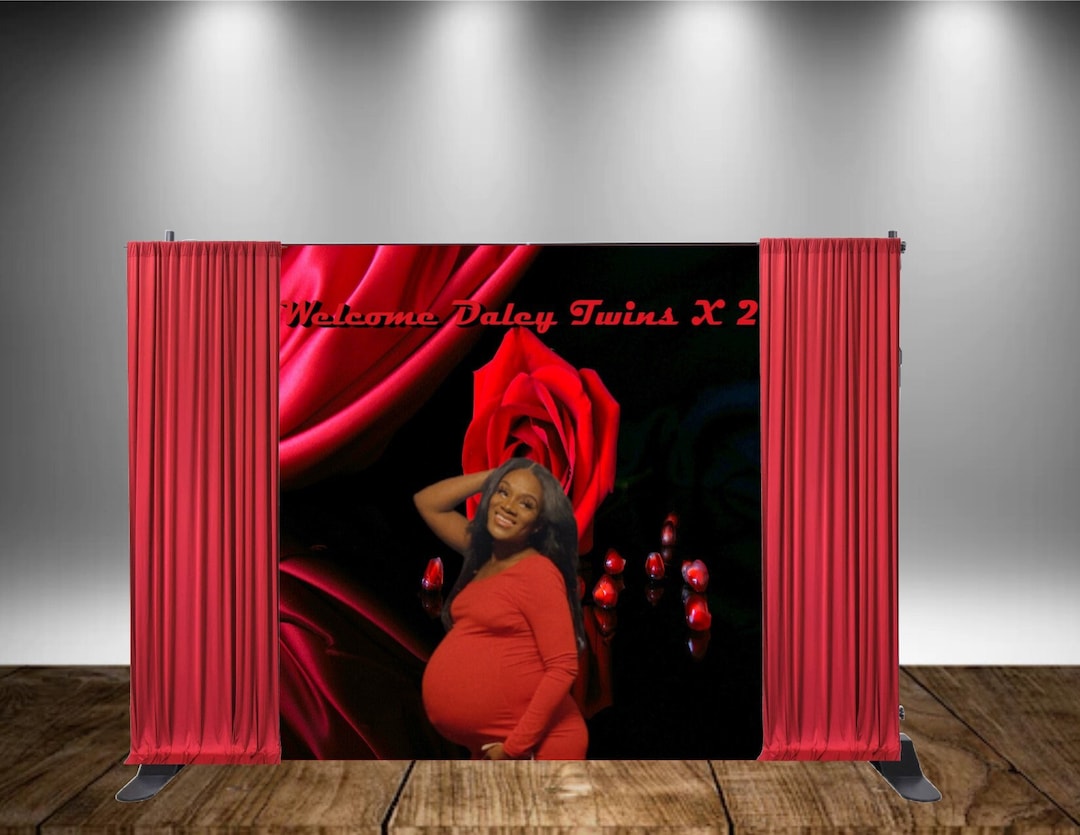 Red Rose Baby Shower Backdrop , Rose Banner , Custom Backdrop ...