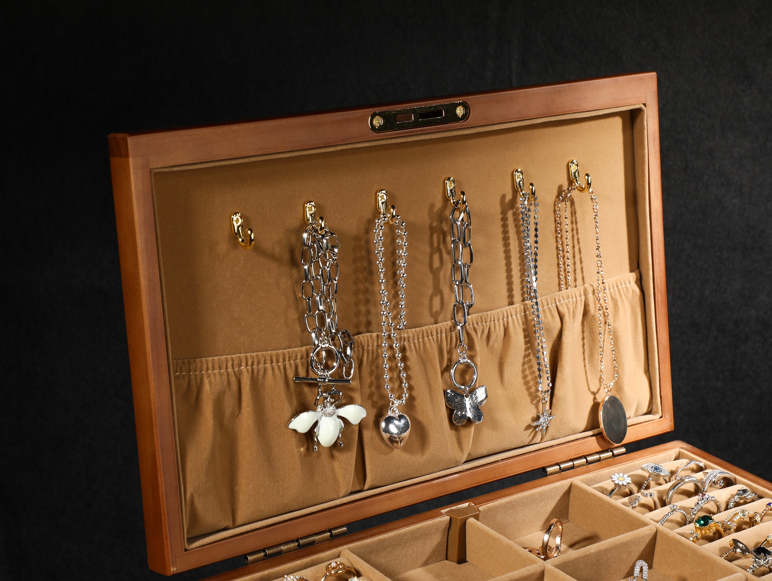 Large Jewelry Case, Retro Box, Suede Jewelry Box, Wonderful Gift for ...