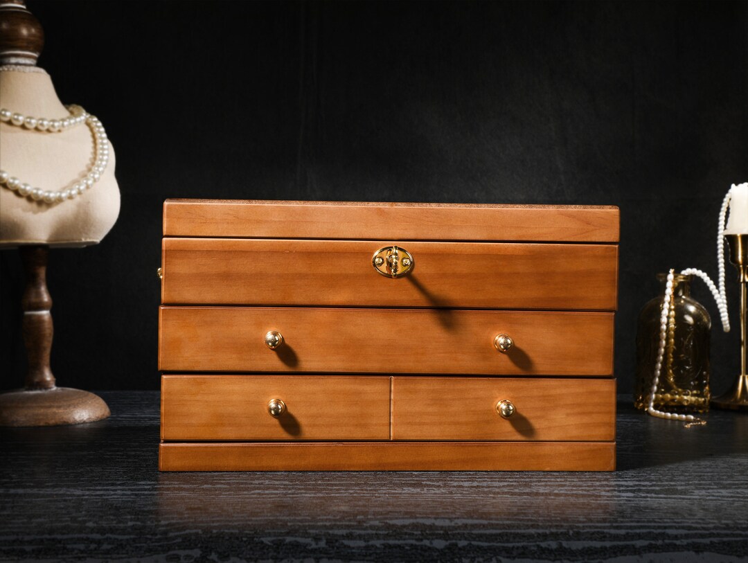 Large Jewelry Case, Retro Box, Suede Jewelry Box, Wonderful Gift for ...