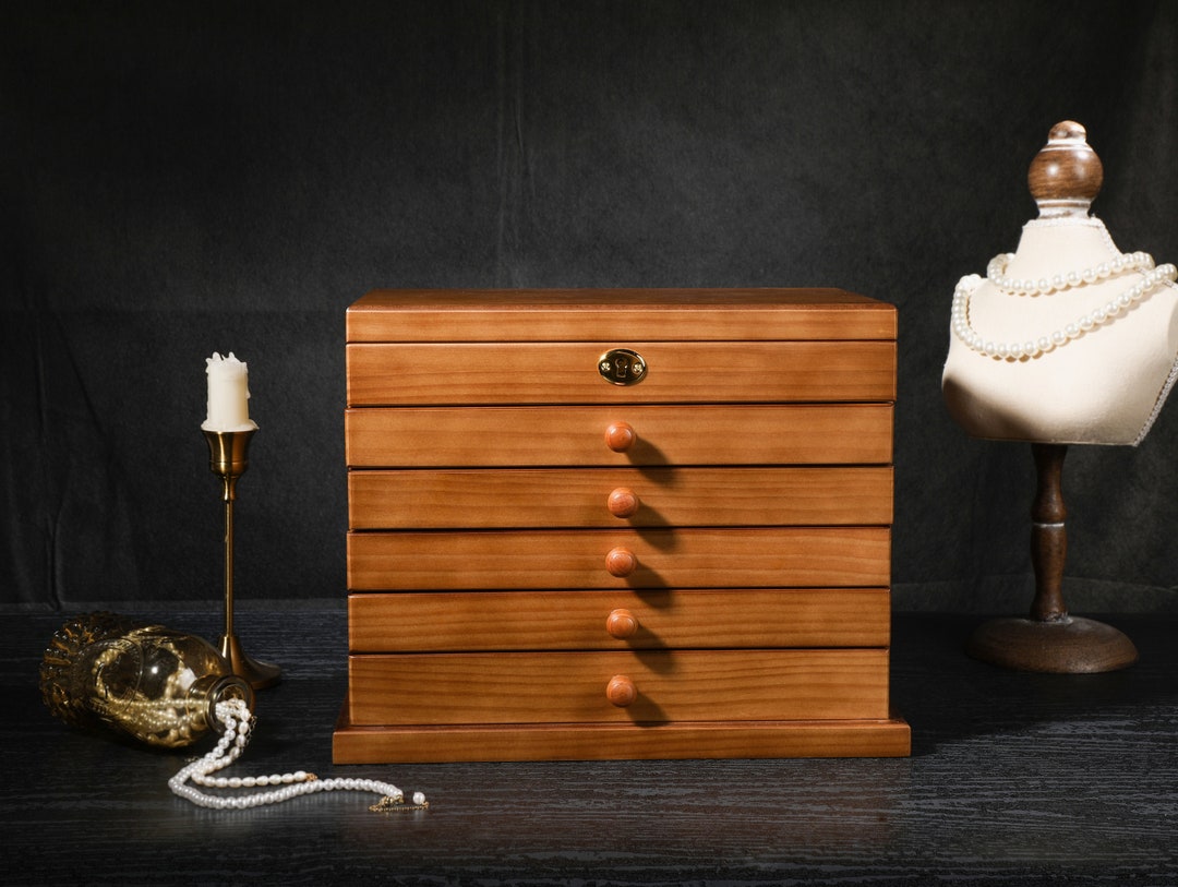 Large Jewelry Case, Retro Box, Suede Jewelry Box, Wonderful Gift for ...