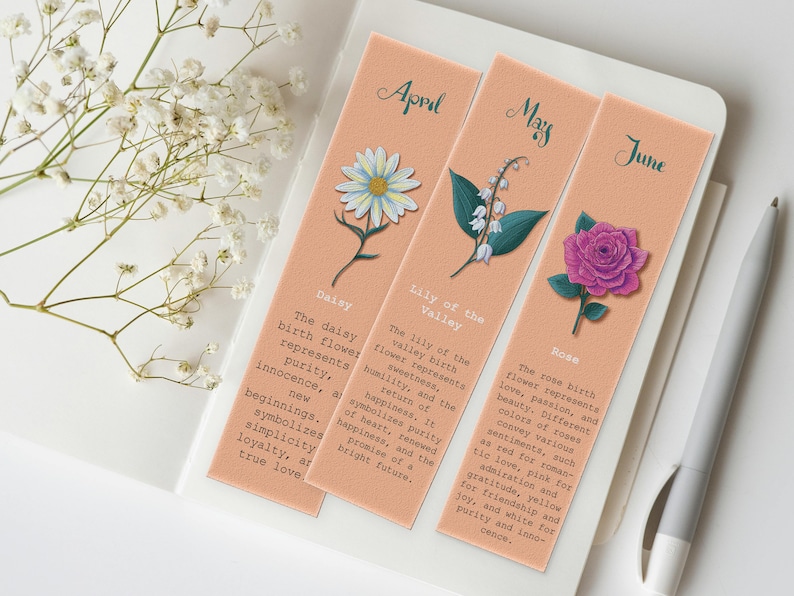 May Birth Flower Lily of the Valley Bookmark Instant Download Printable ...