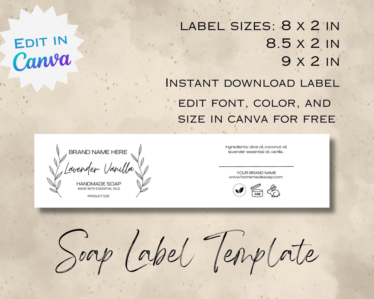 Printable Soap Label Template Soap Product Label Bar Soap Label ...