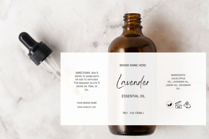 Essential Oil Label Template Editable Dropper Bottle Template - Etsy