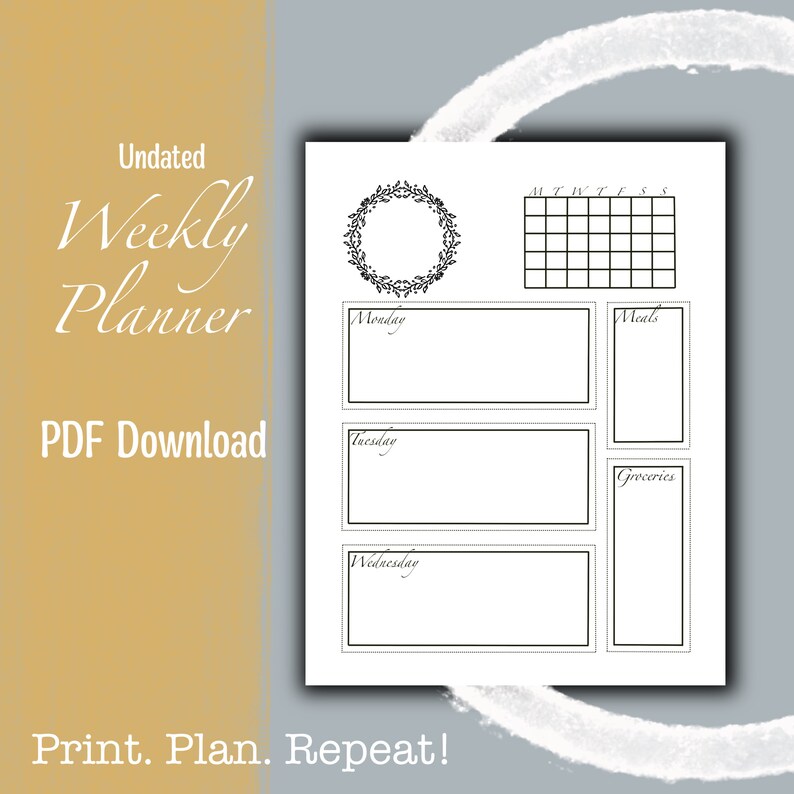 Printable Weekly Planner With Meal Planner, Habit Tracker, and Goals - Etsy