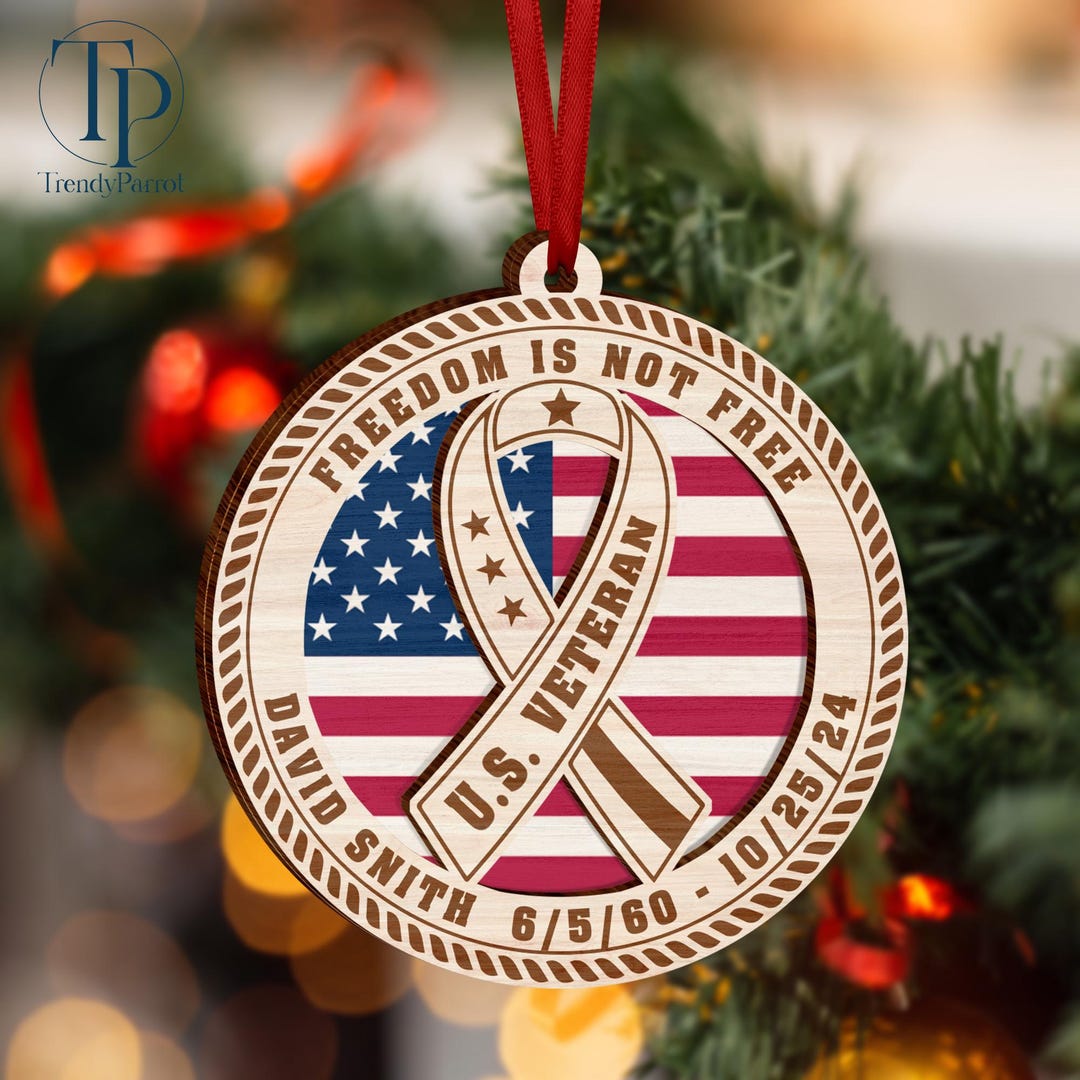 Personalized U.S. Veteran 2 Layer Wooden Ornament, Military Memorial ...