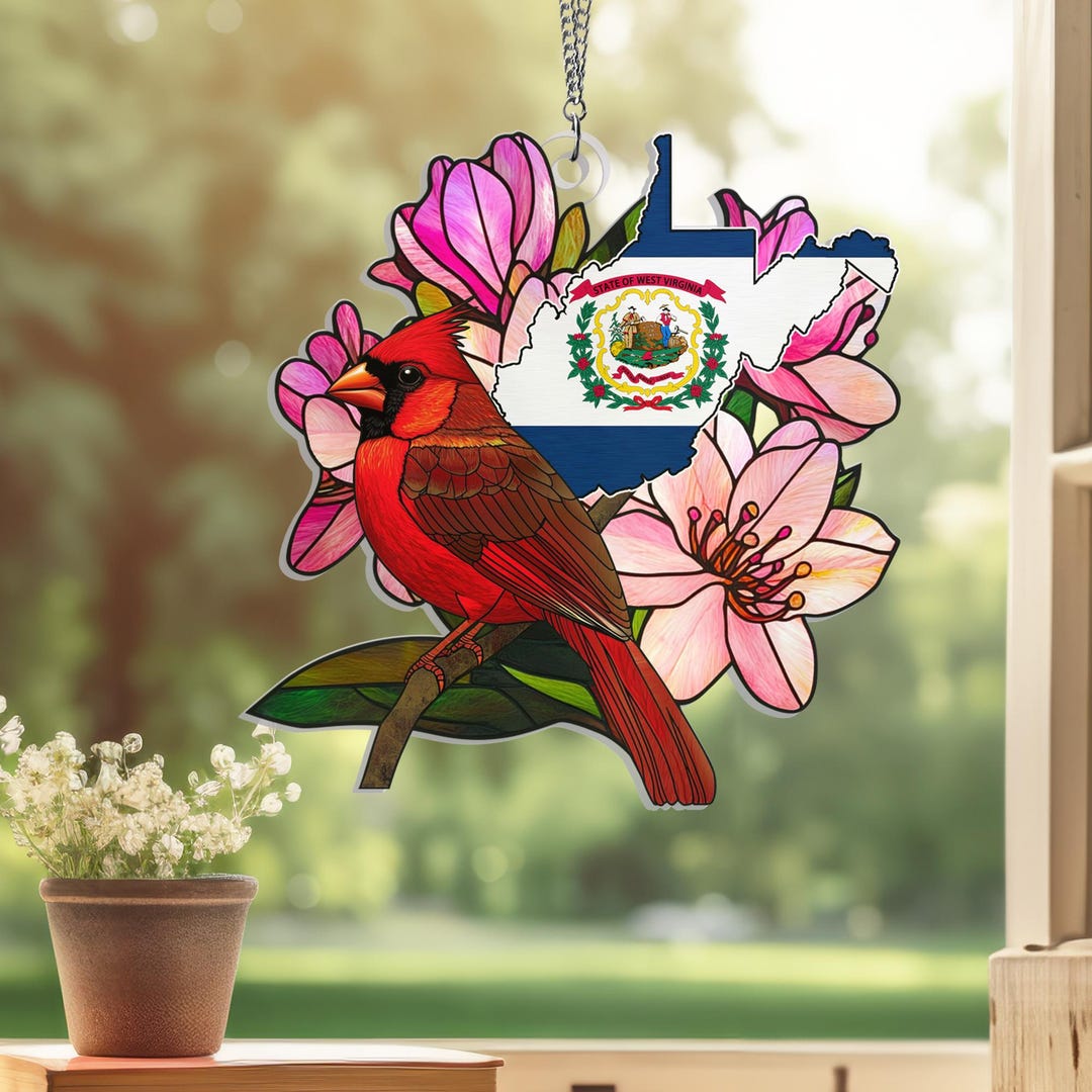 West Virginia Acrylic Suncatcher Hanging Sign, Traveling Gift, Cardinal ...