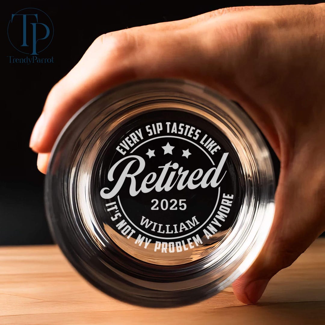 Custom Retirement Whiskey Glass, Retirement Gift, Fathers Day, Whiskey ...