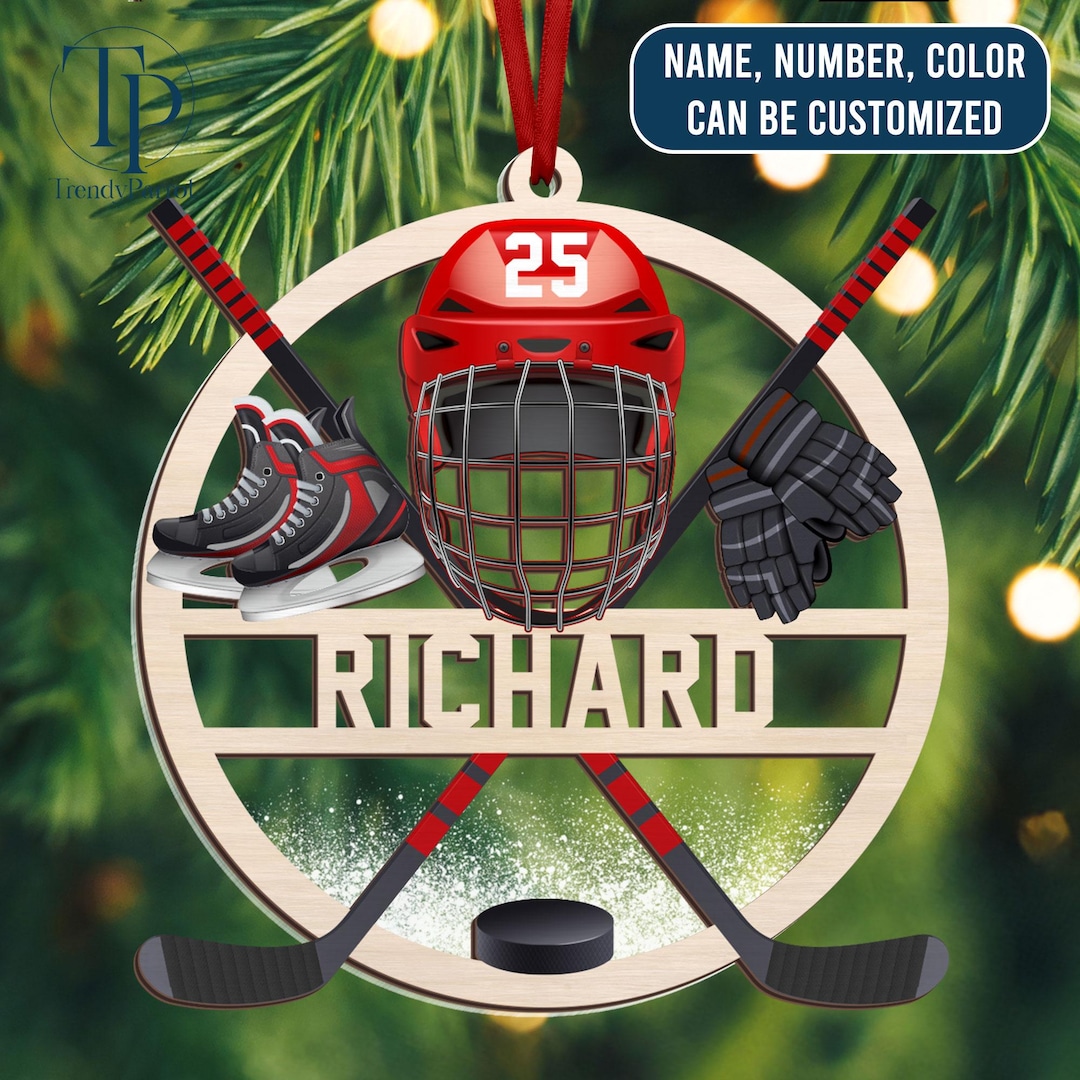 Ice Hockey 2 Layers Mixed Ornament, Personalized Hockey Ornament, Gift ...