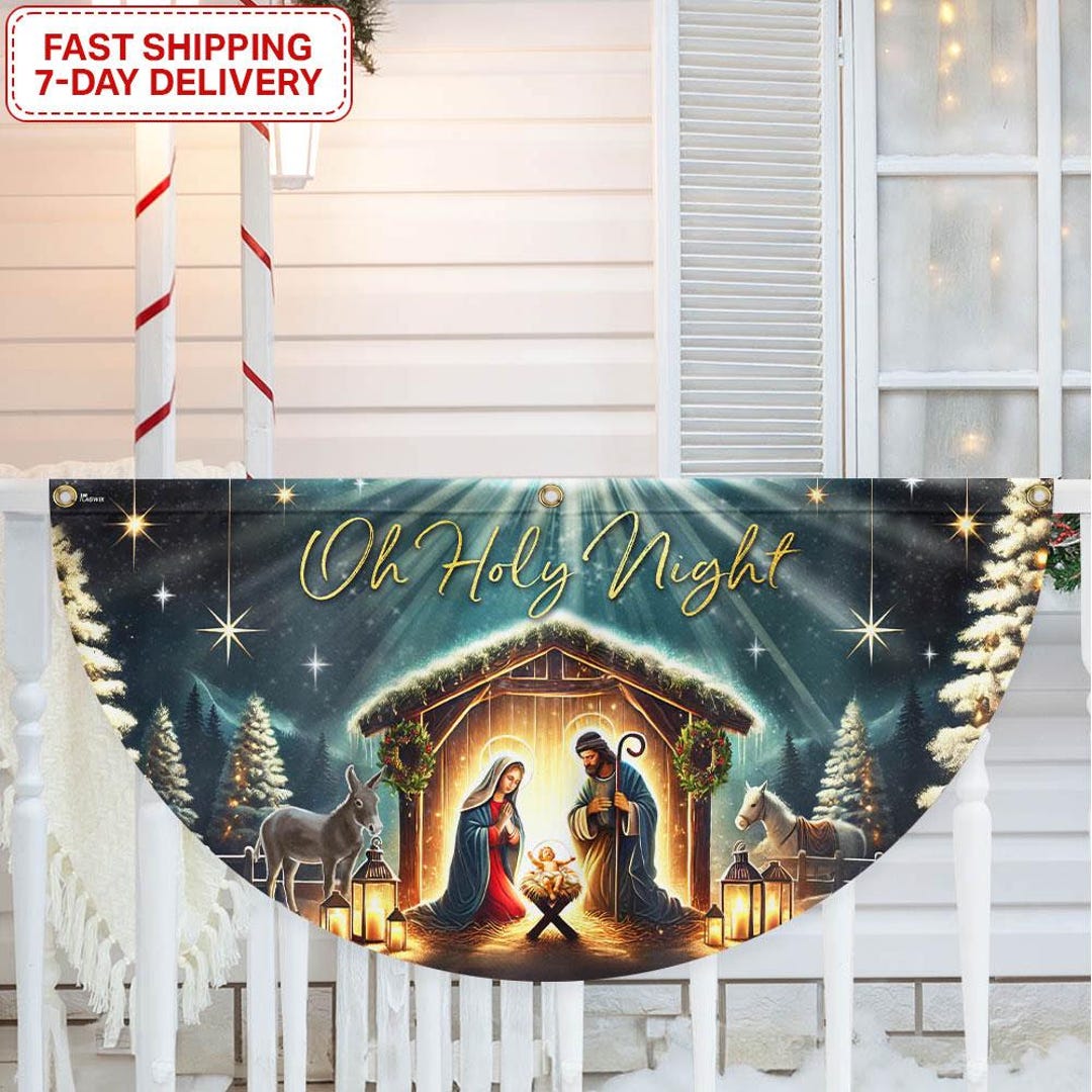 Nativity Flag, Jesus Nativity Scene, Christmas Fan Flag, Religious ...