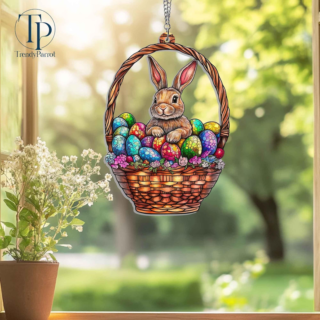 Easter Suncatcher, Rabbit Acrylic Hanging Suncatcher, Bunny Decor ...