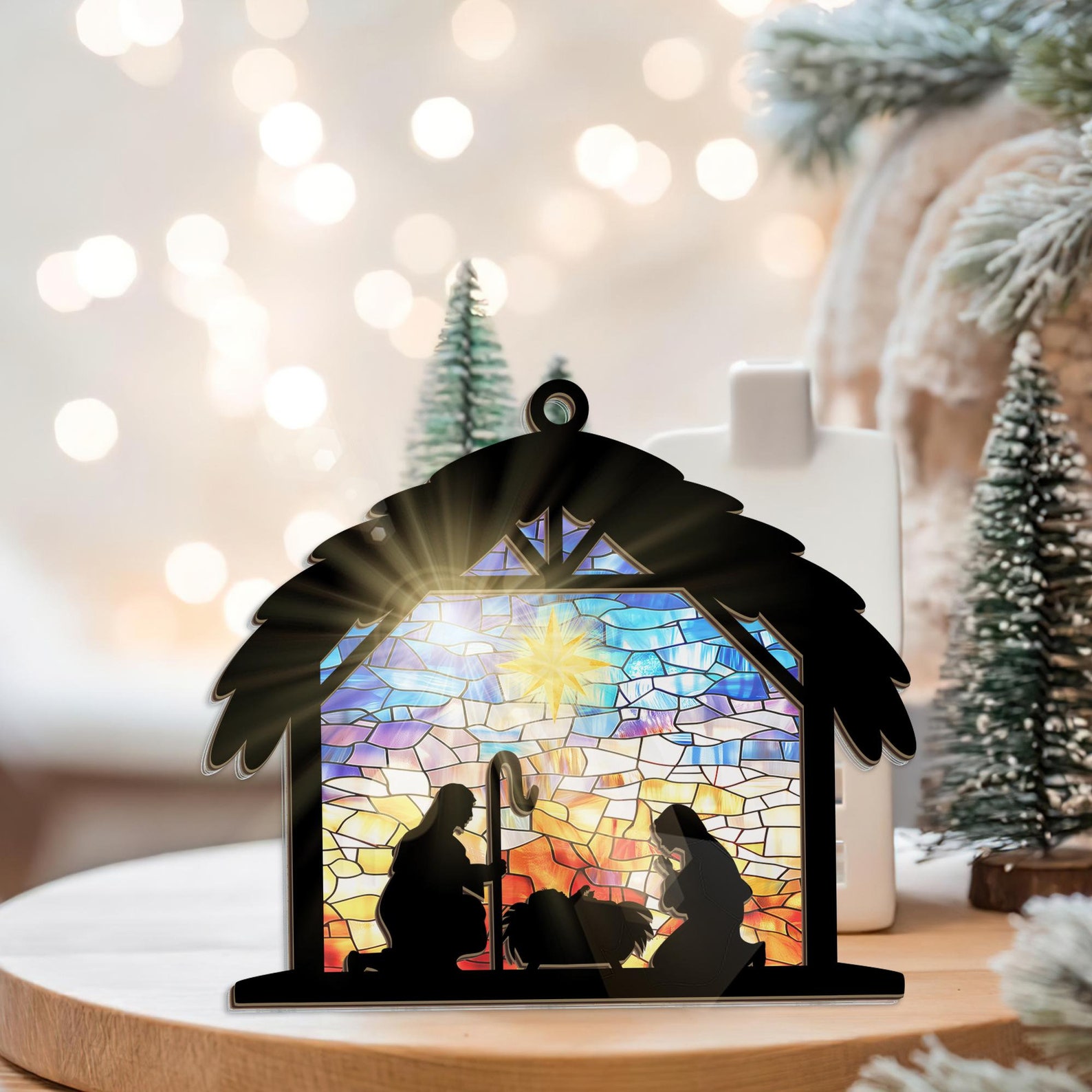 Nativity Scene Suncatcher Ornaments, Religious Christmas Decorations ...
