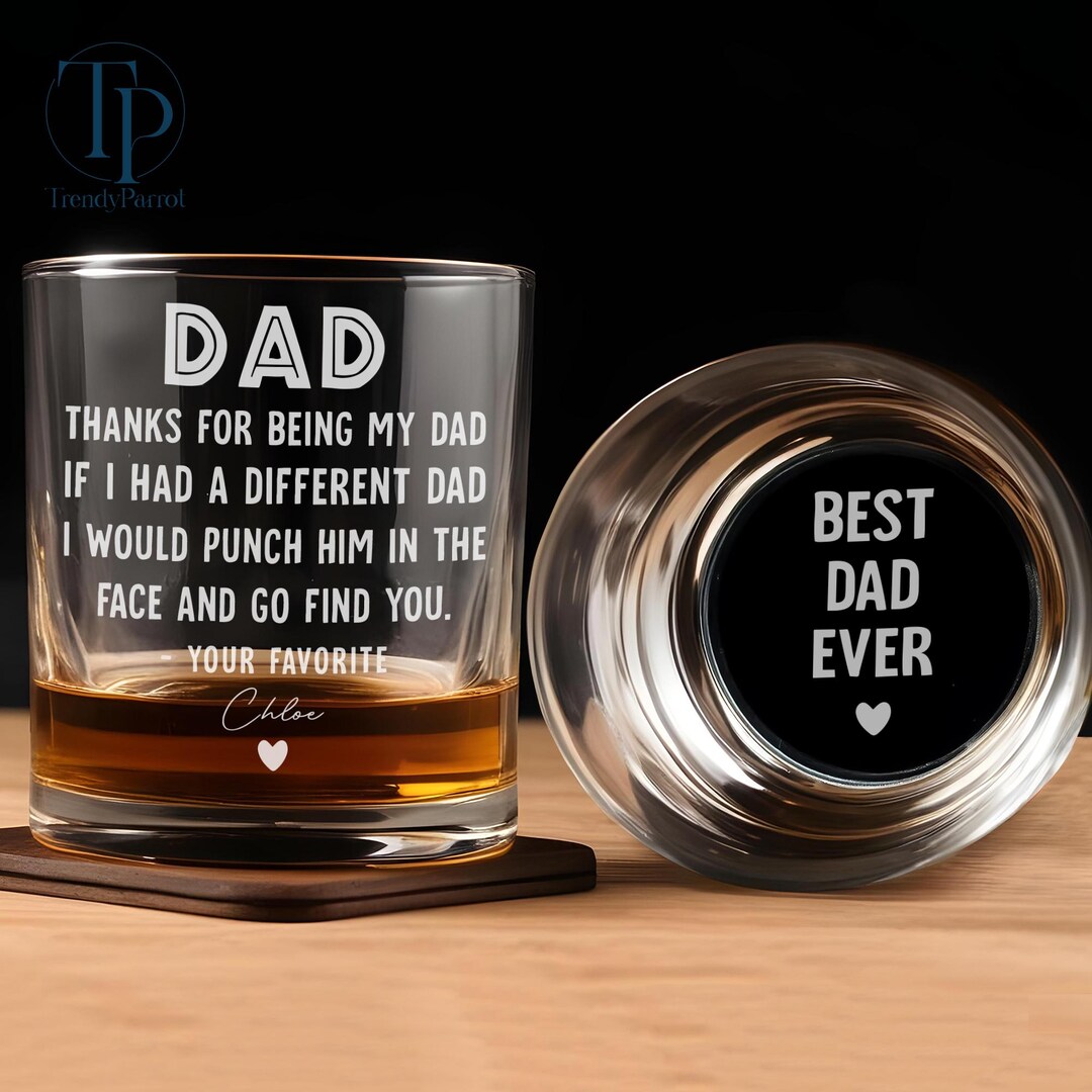 Personalized Funny Dad Gift, Custom Engraved Whiskey Glass, Dad Gifts ...