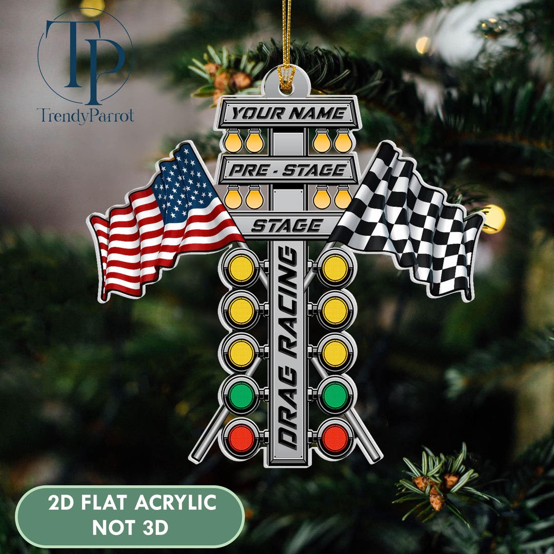 Drag Racing Lights Christmas Acrylic Ornament, Drag Racing Ornament ...