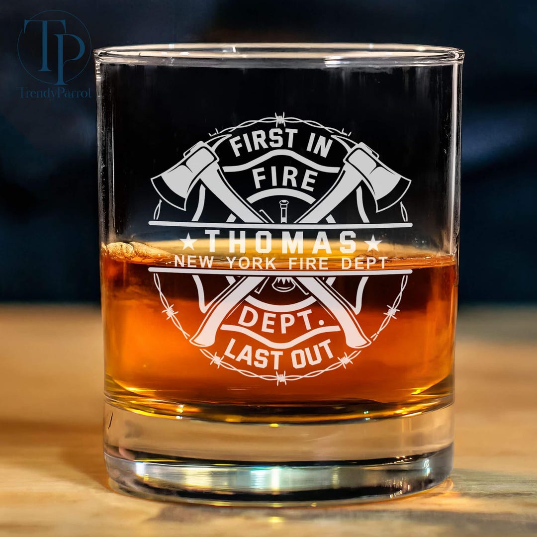 Personalized Firefighter Whiskey Glass 11oz, Custom Name and Department ...