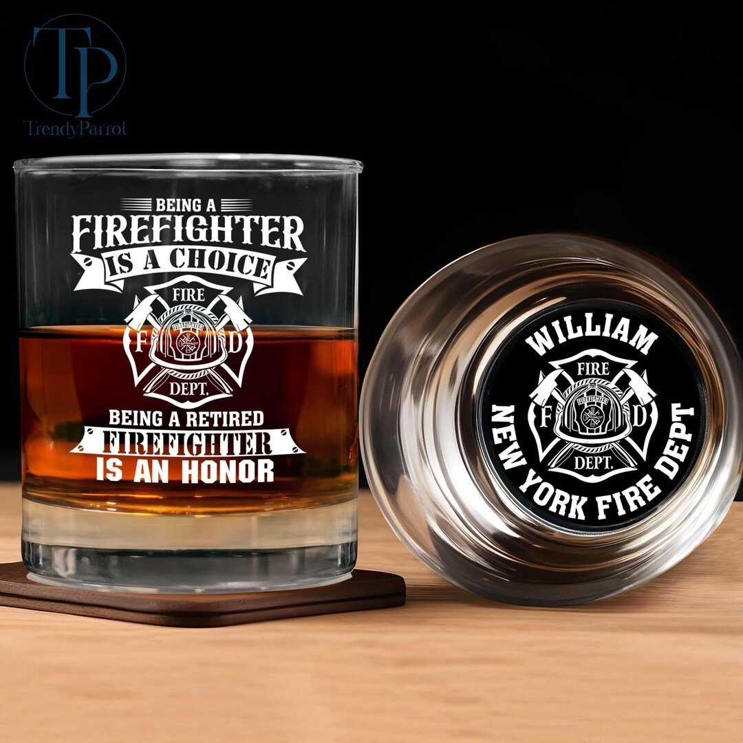 Personalized Firefighter Whiskey Glass 11oz, Custom Name and Department ...