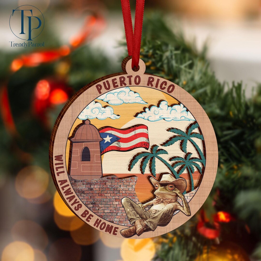 Puerto Rico Christmas Ornament, Coqui and El Morro Castle Keepsake ...