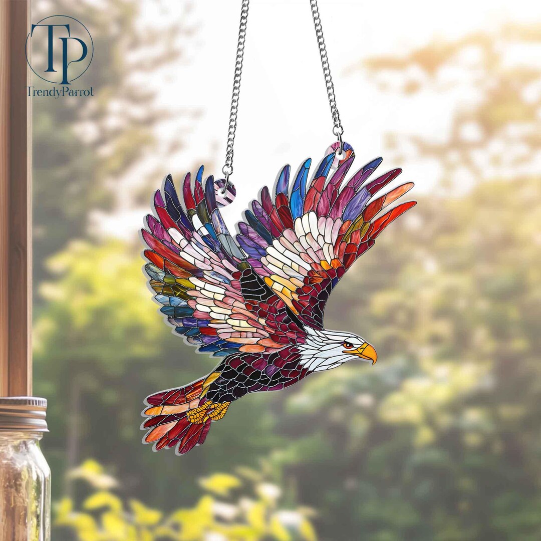 Eagle Suncatcher Hanging Sign, Bald Eagle Window Hanging, Eagle Home Decor, Patriotic Eagle ...