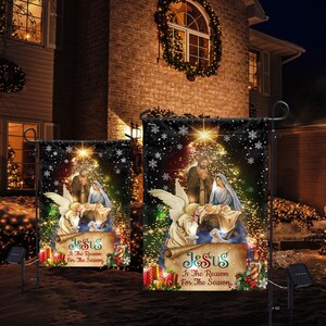Nativity Christmas Garden Flag Lighted, Nativity Christian Cardinals ...