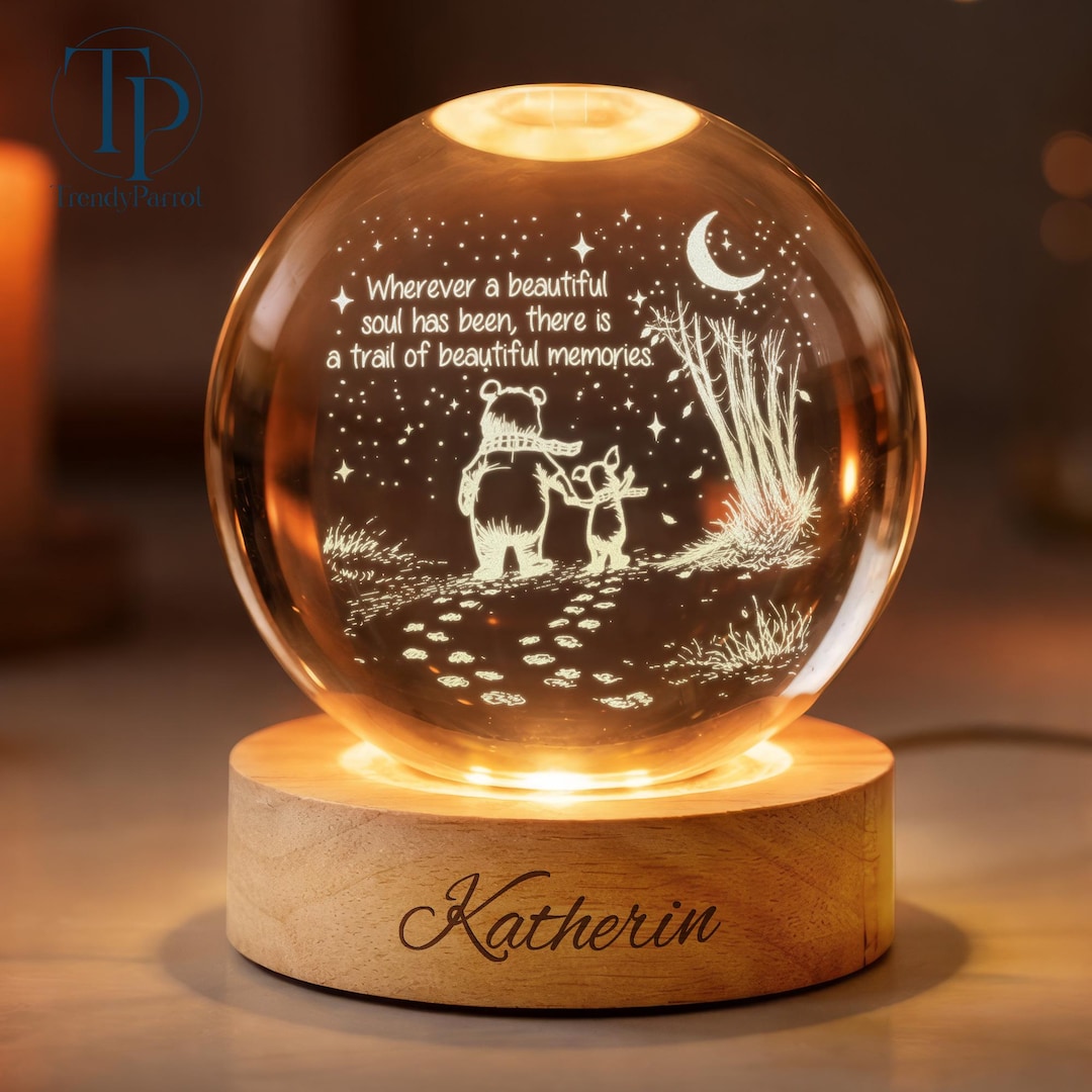 Personalized Memorial Crystal Globe Lamp, Sympathy Crystal Lamp, Loss ...