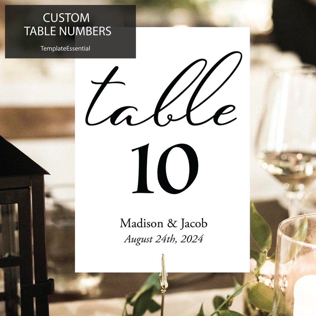 Editable Table Number, Table Sign, Templett, Editable Template, Wedding ...