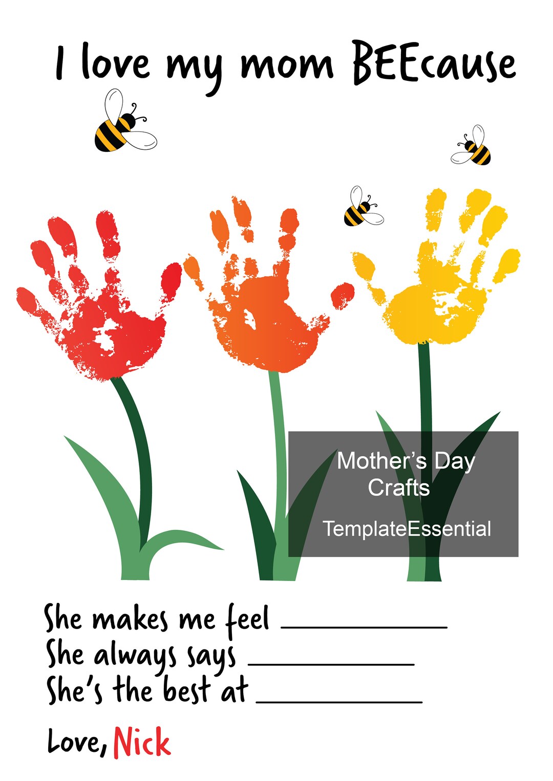 Mother's Day Template, Handprints, Kids Handprints, Kids Finger ...