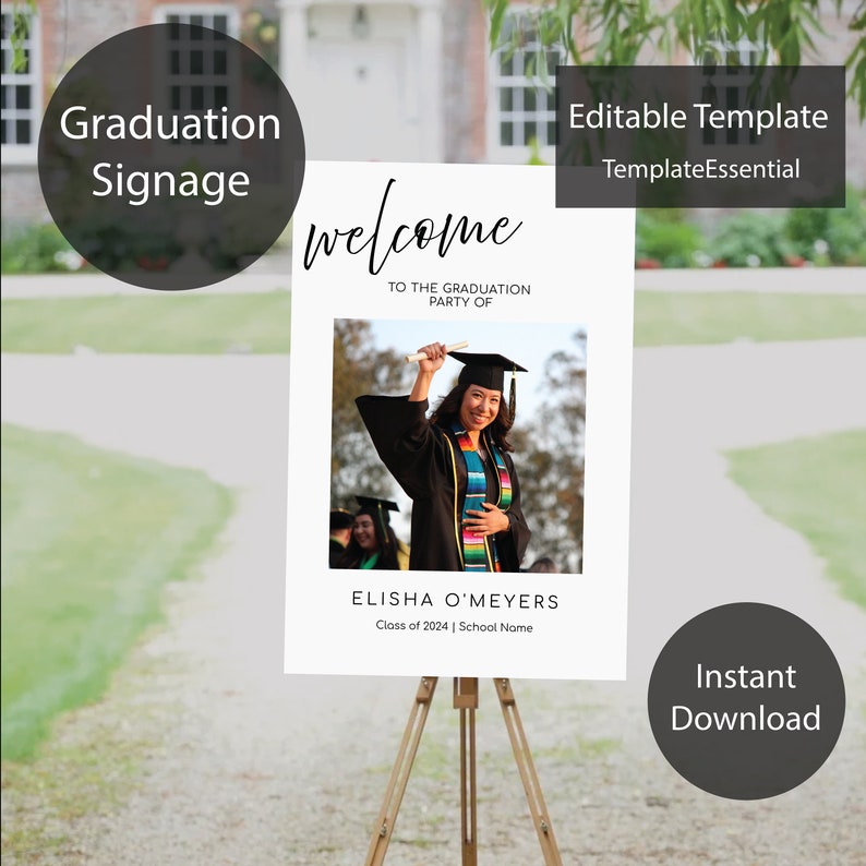Graduation Party Welcome Sign Template, Photo Graduation Welcome Poster ...