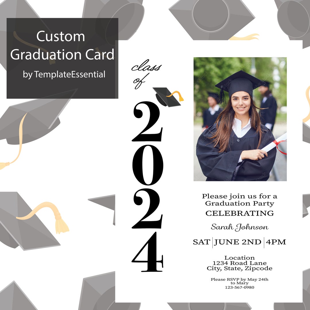 2024 Graduation Invite, Invitation, Graduation Invitation, Custom ...
