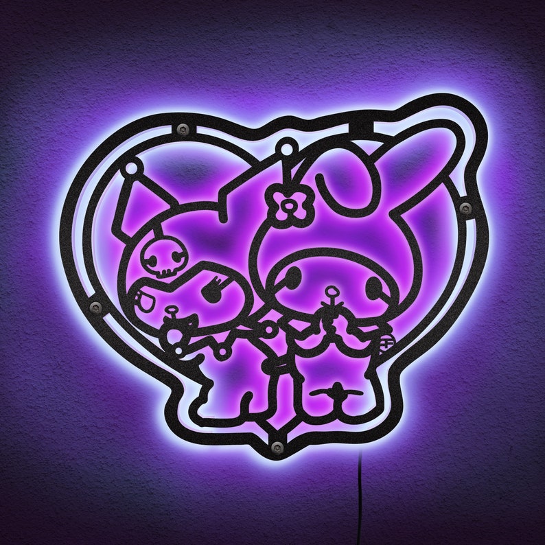 Kuromi and My Melody Metal Neon Light Sign Custom Neon Sign - Etsy ...