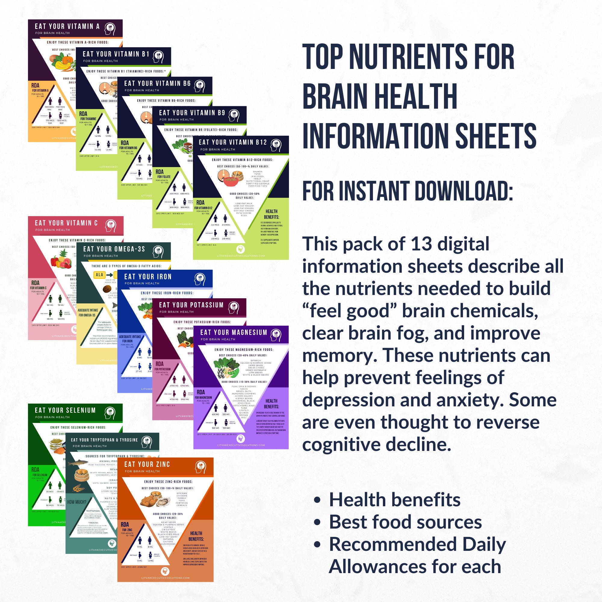 Digital Nutrition Information Sheets for Instant Download: Top 13 ...
