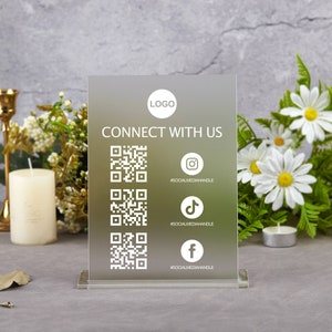 Connect With Us Social Media QR Code Sign, Let's Get Social Sign ...