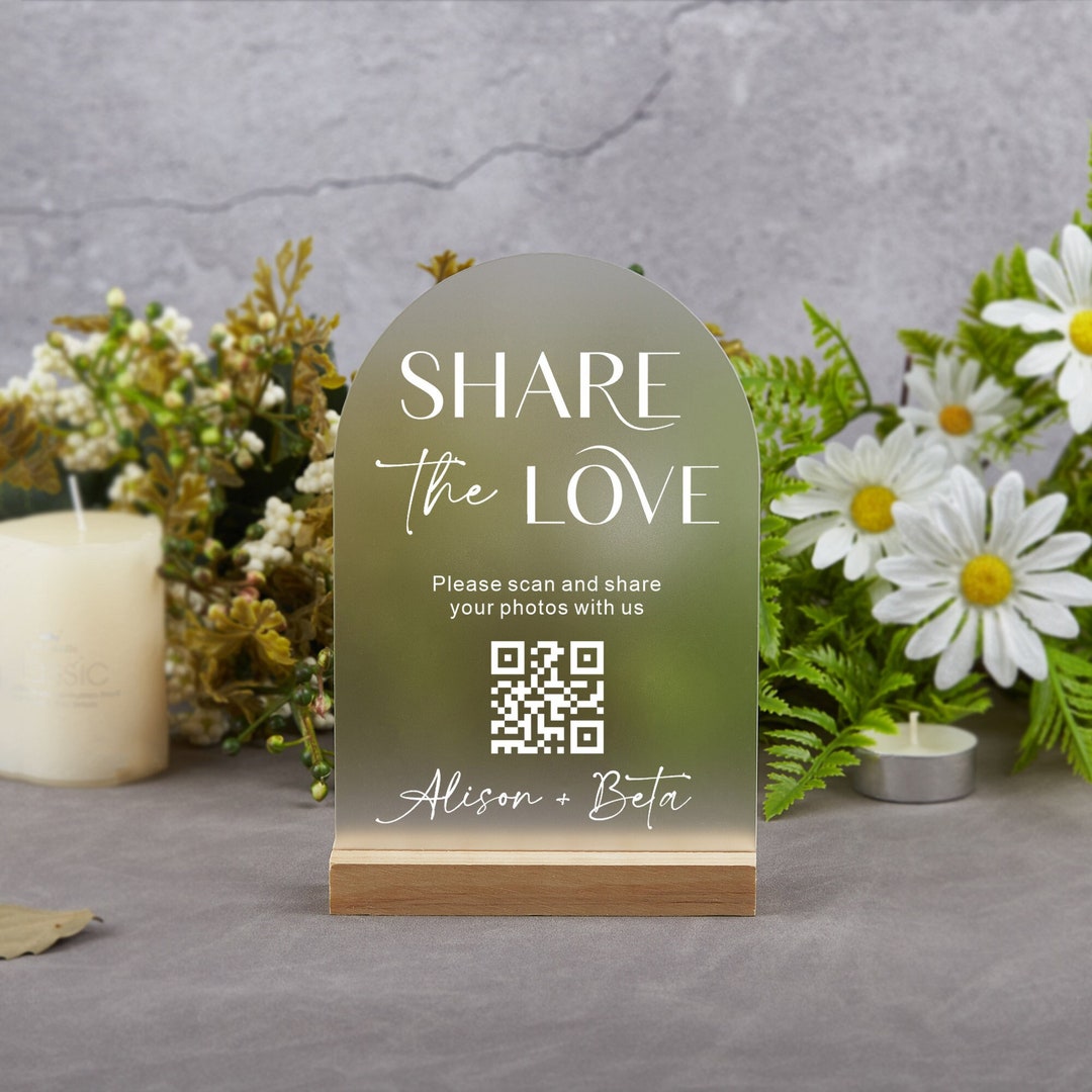 Share the Love Wedding QR Code Sign, Wedding Photo Signs, Capture the ...