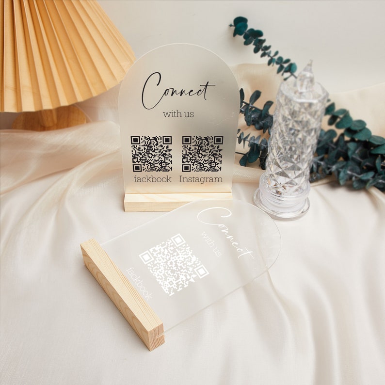 Connect With Us Social Media QR Code Sign Let's Get - Etsy