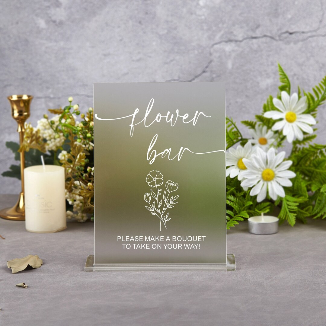 Flower Bar Sign, Flower Bar Acrylic Sign, Frosted Flower Bar Sign ...