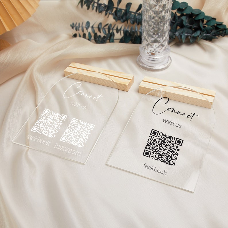 Connect With Us Social Media QR Code Sign Let's Get - Etsy
