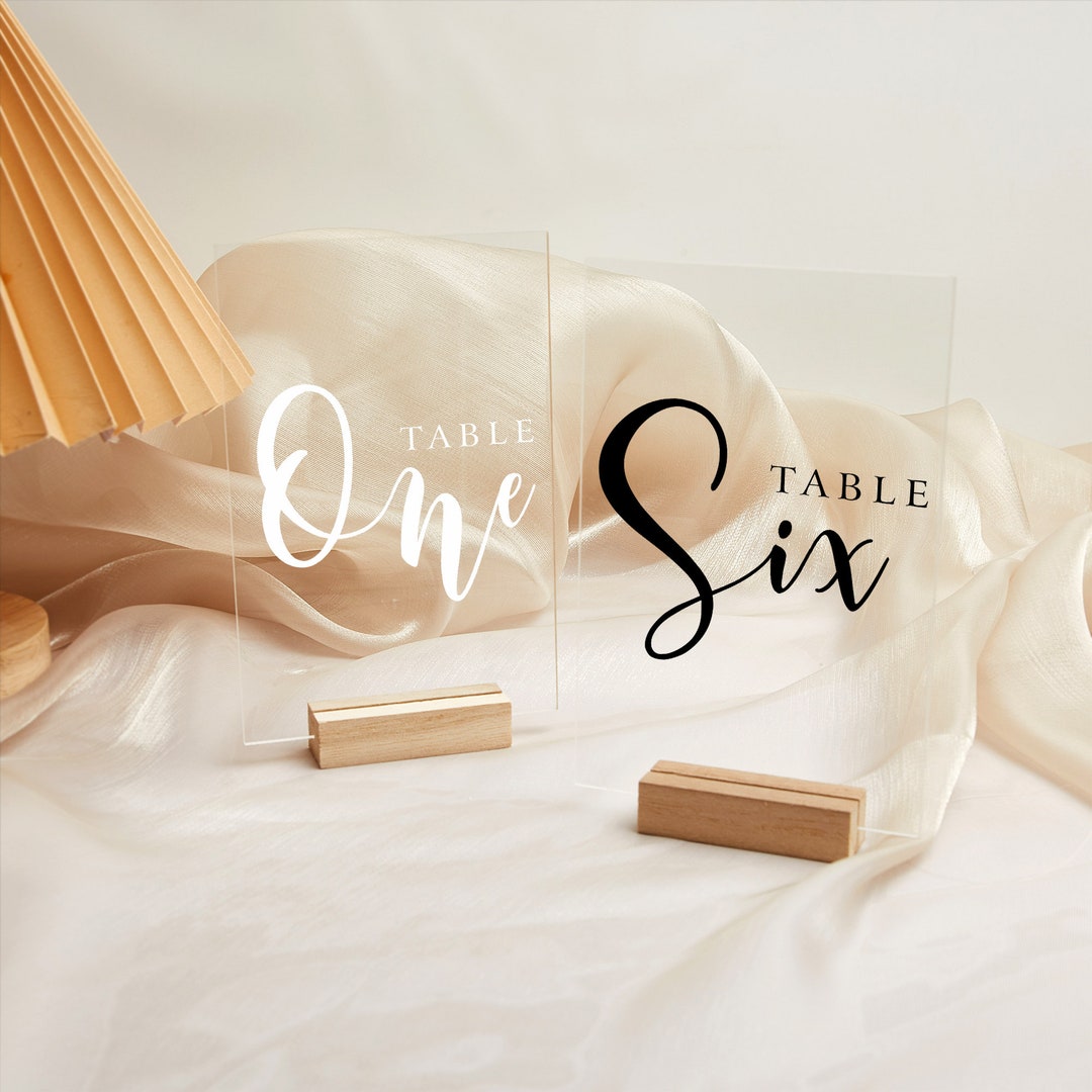 Wedding Table Number Sign, Minimalist Acrylic Table Number Sign, Modern ...